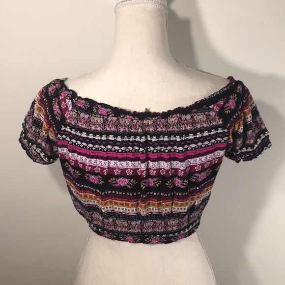 Tops | 32 Colorful Off Shoulder Crop Top | Poshmark